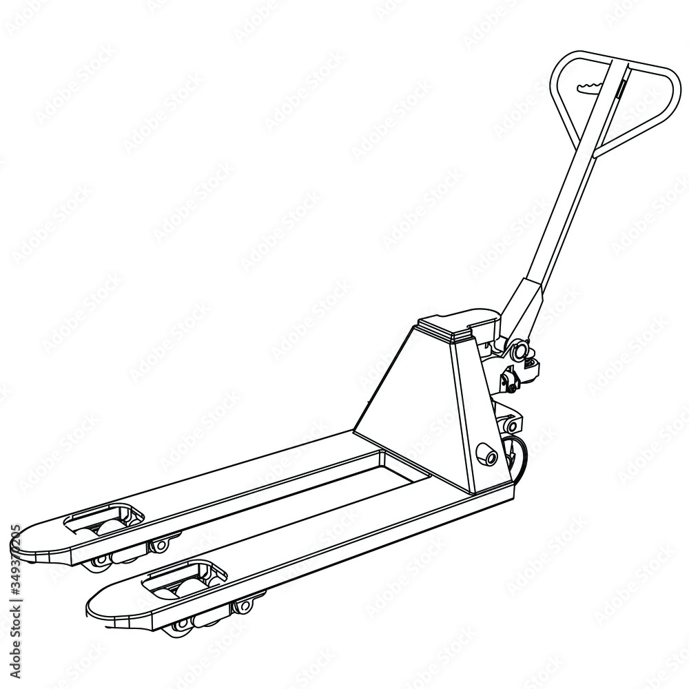 Hand pallet truck outline vector. Special machines for the building ...