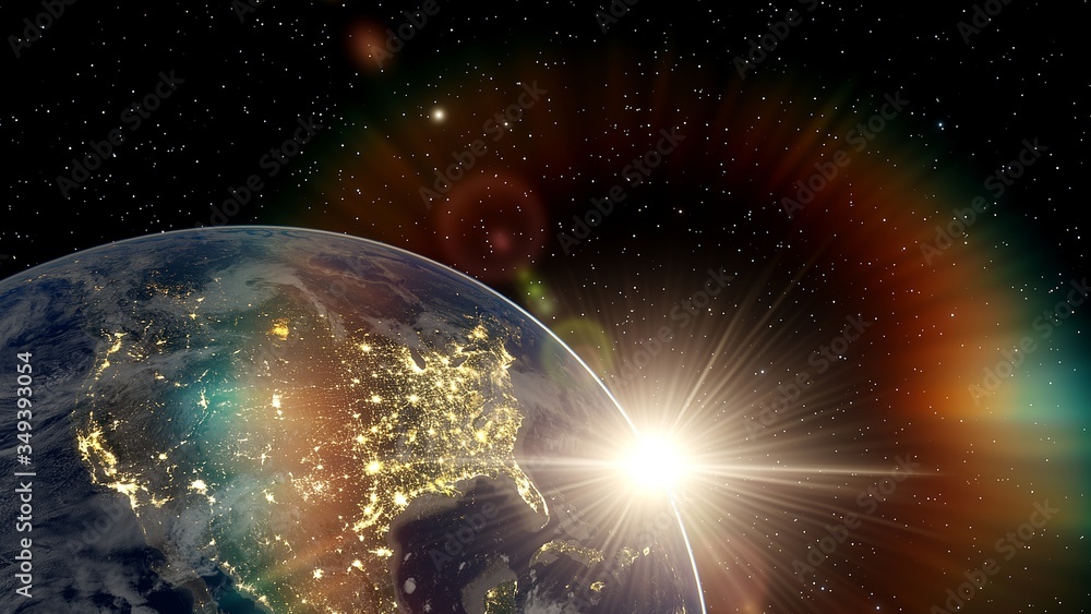 realistic united states of america from space, night usa from space ...