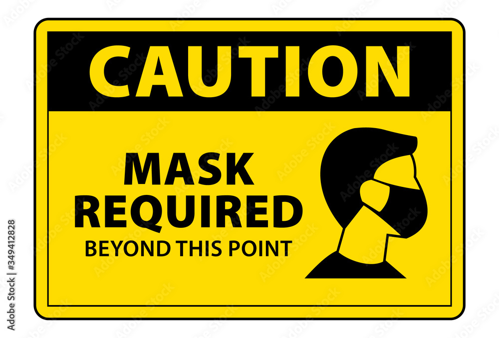 caution mask required beyond this point sign to stop coronavirus (covid ...