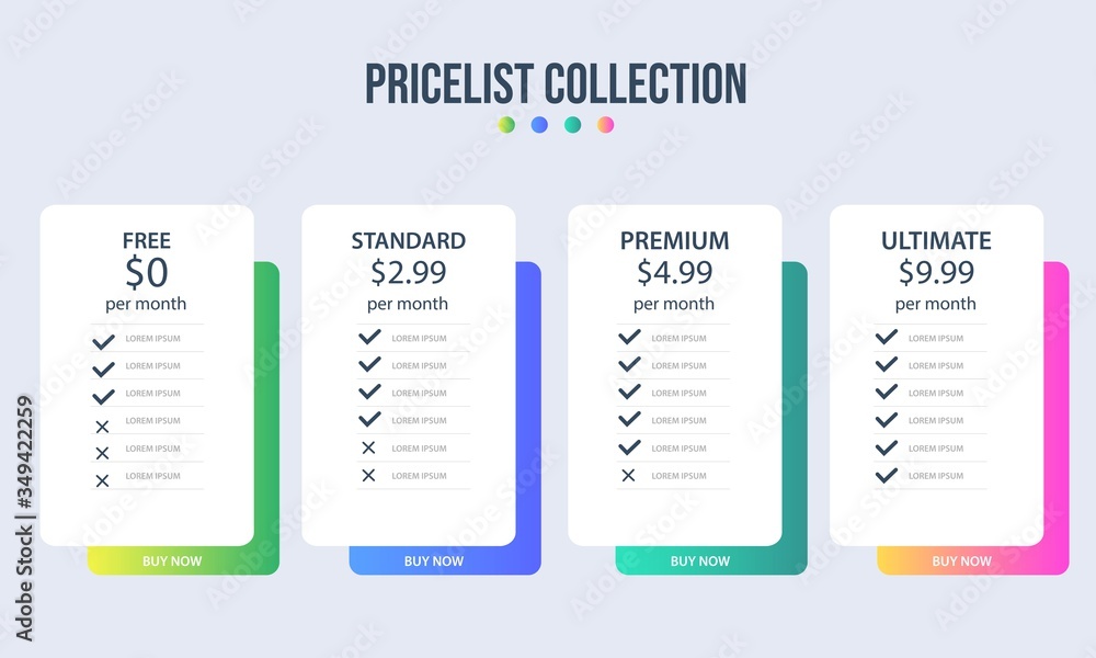 Vector pricing plan banners infographic template. Marketing ...