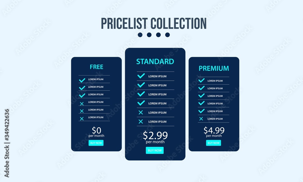Vector pricing plan banners infographic template. Marketing ...