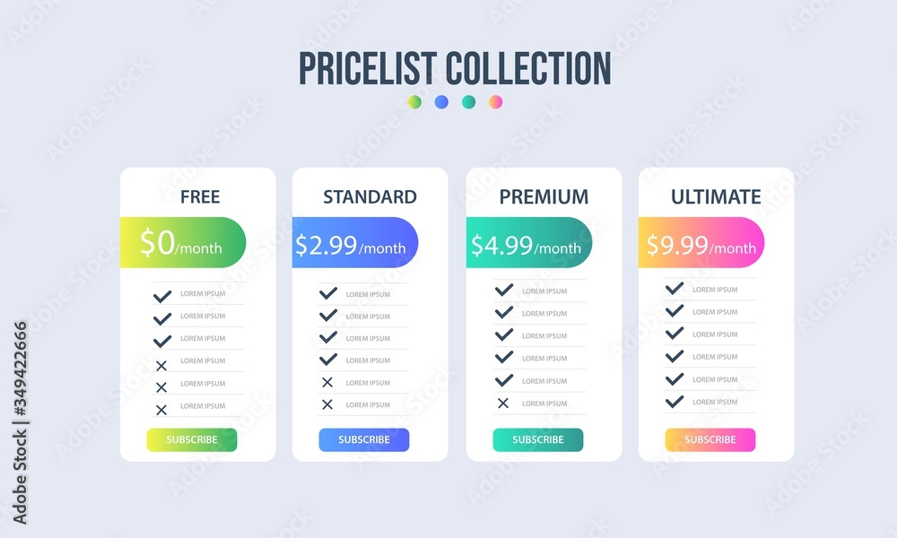 Vector pricing plan banners infographic template. Marketing ...