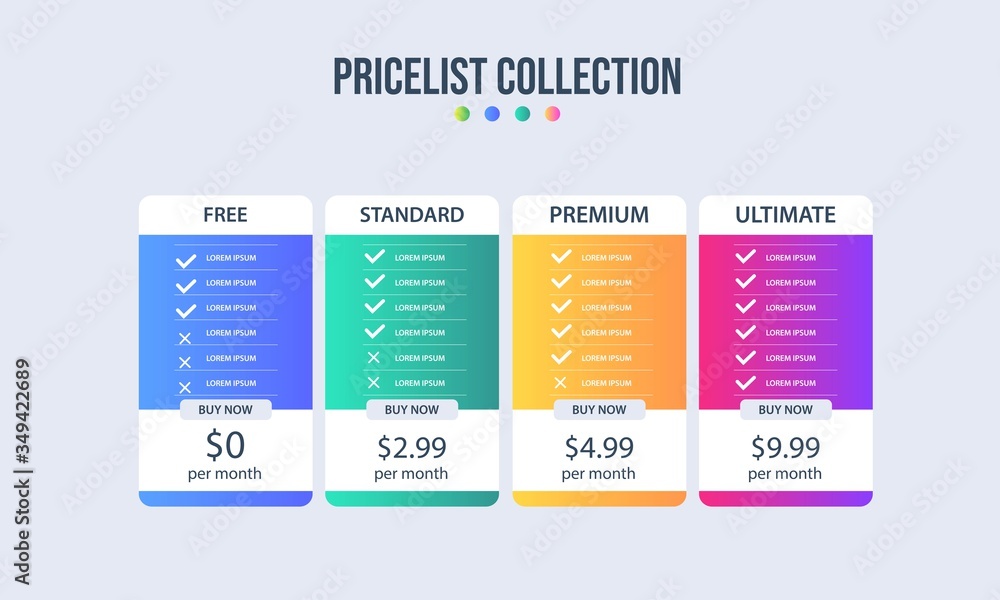 Vector pricing plan banners infographic template. Marketing ...