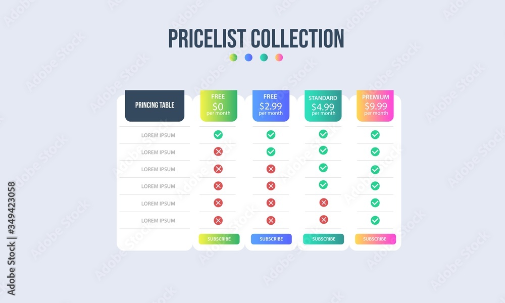Vector pricing plan banners infographic template. Marketing ...