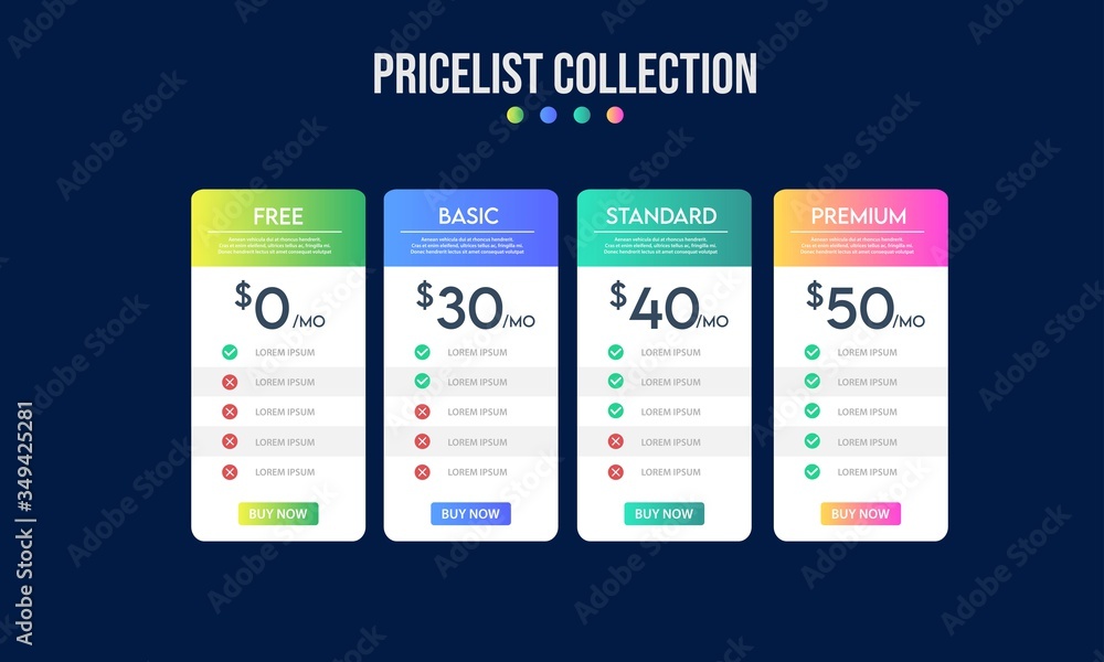 Vector pricing plan banners infographic template. Marketing ...
