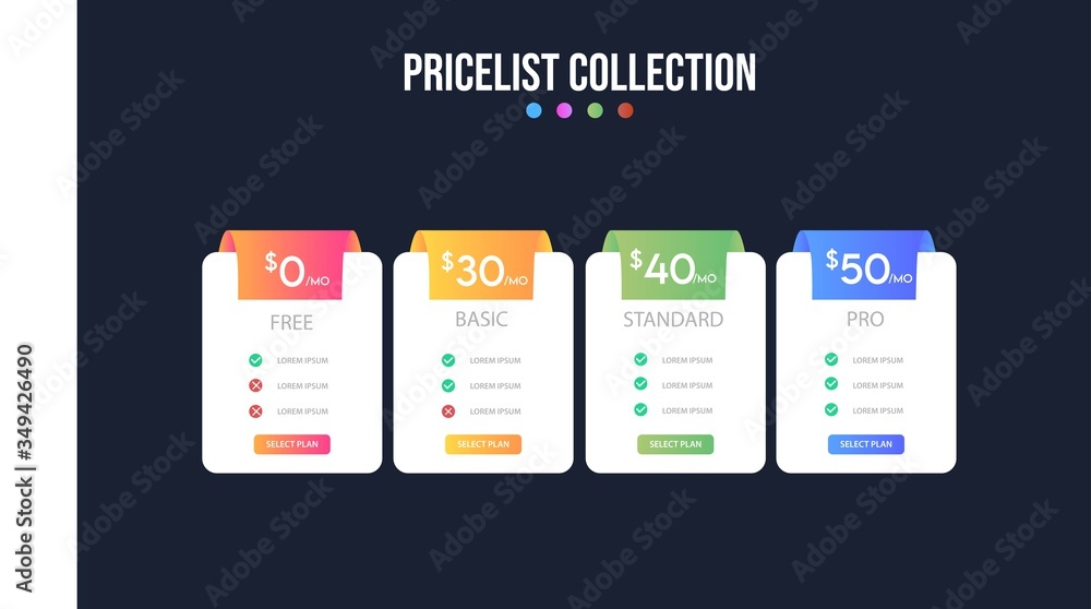 Vector pricing plan banners infographic template. Marketing ...
