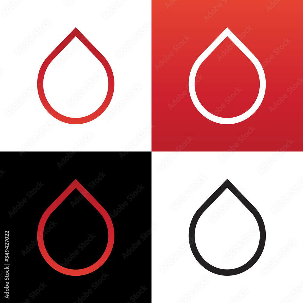 Red blood drop outline icon, simple line art style symbol, blood ...