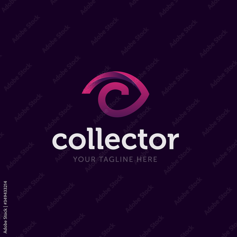 Vetor de abstract eye image with C font for the collector logo premium ...