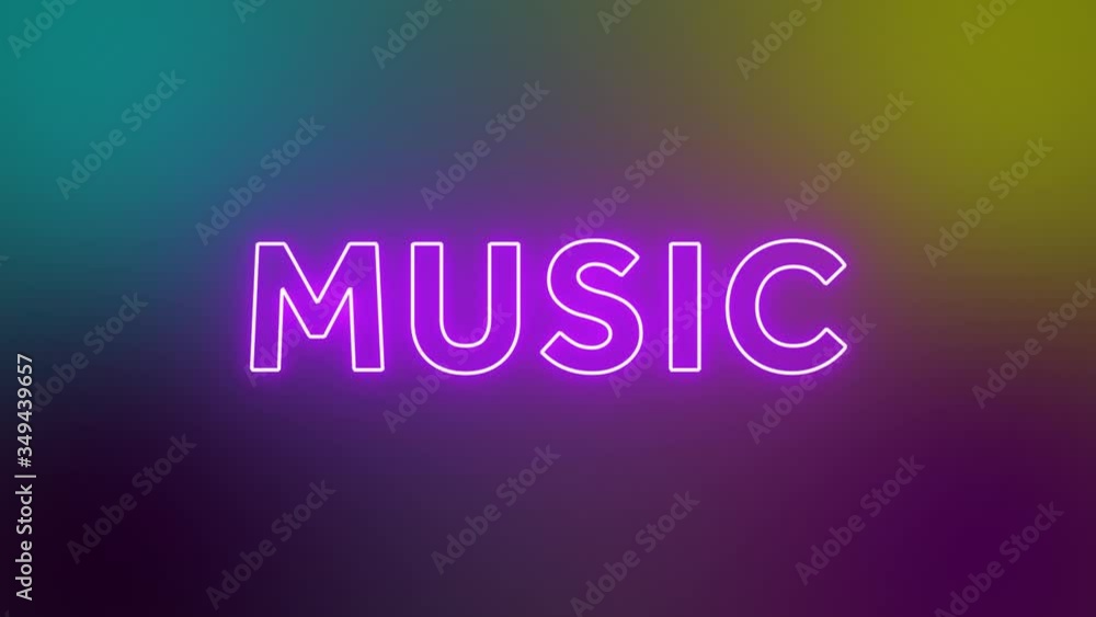 Vidéo Stock Music neon sign fluorescent light glowing on signboard ...