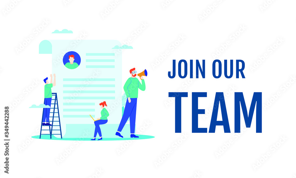 hiring announcement team member word with small people vector ...