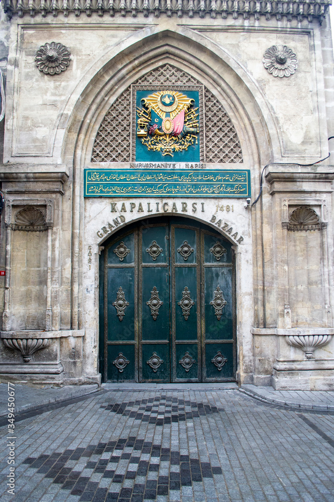 Exterior view of the Grand Bazar Gate. One of the largest and oldest ...