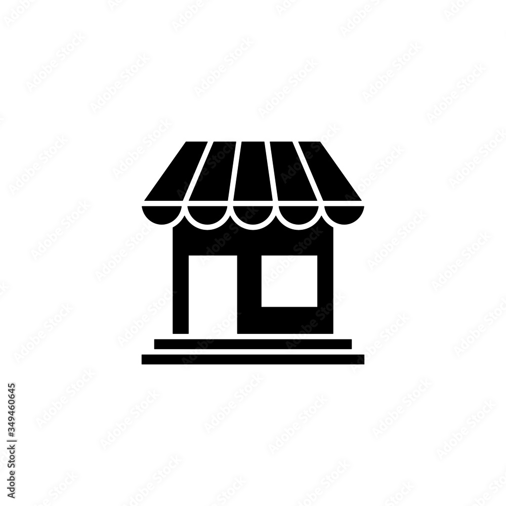 Store icon in black flat design on white background, Shop symbol for ...