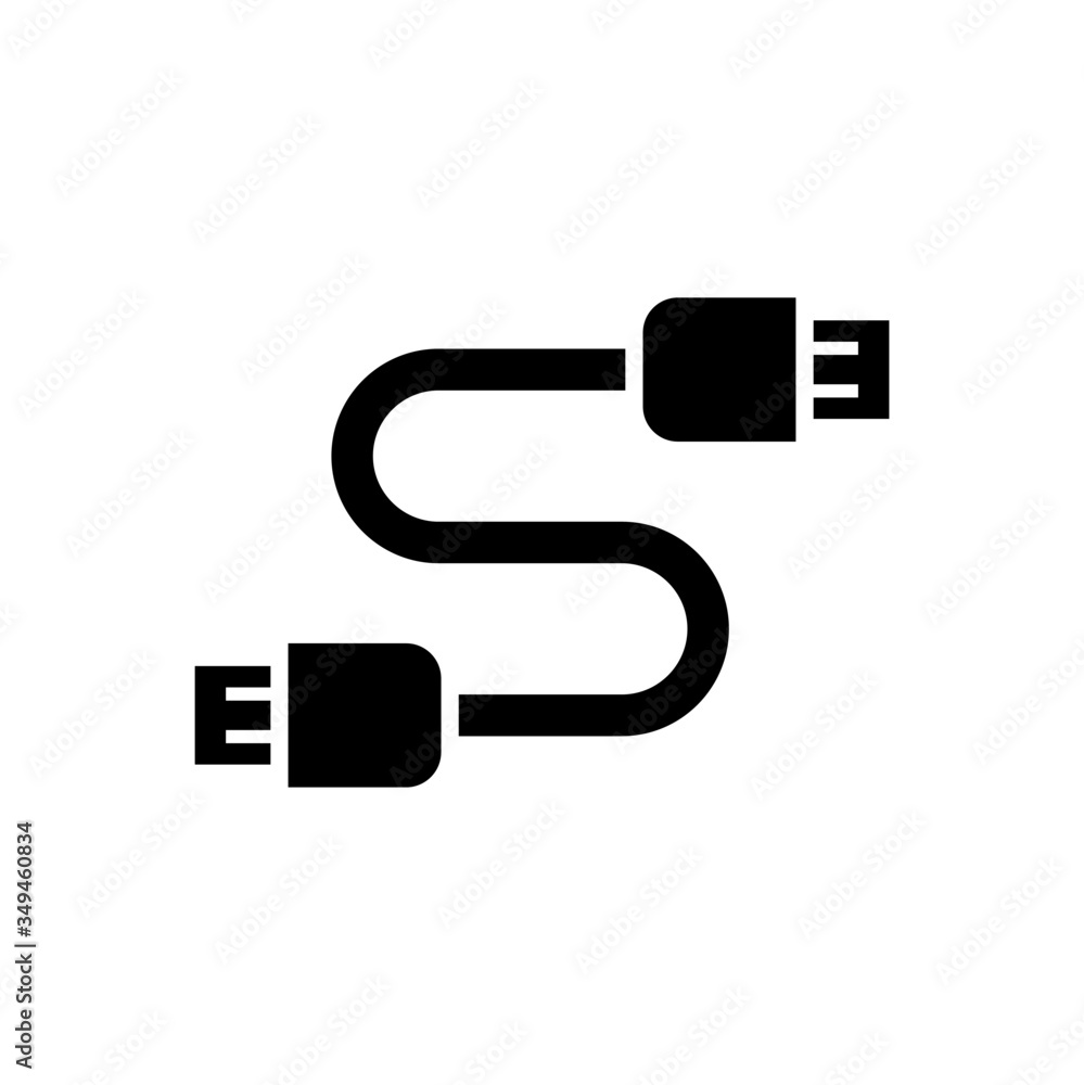 Cable icon in black flat design on white background, for website design ...