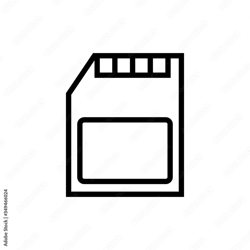 Sd card icon in outline style on white background, Memory card symbol ...