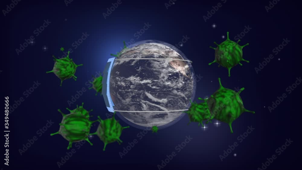 Planet Earth wearing mask protect and viruses coronavirus (COVID-19 ...