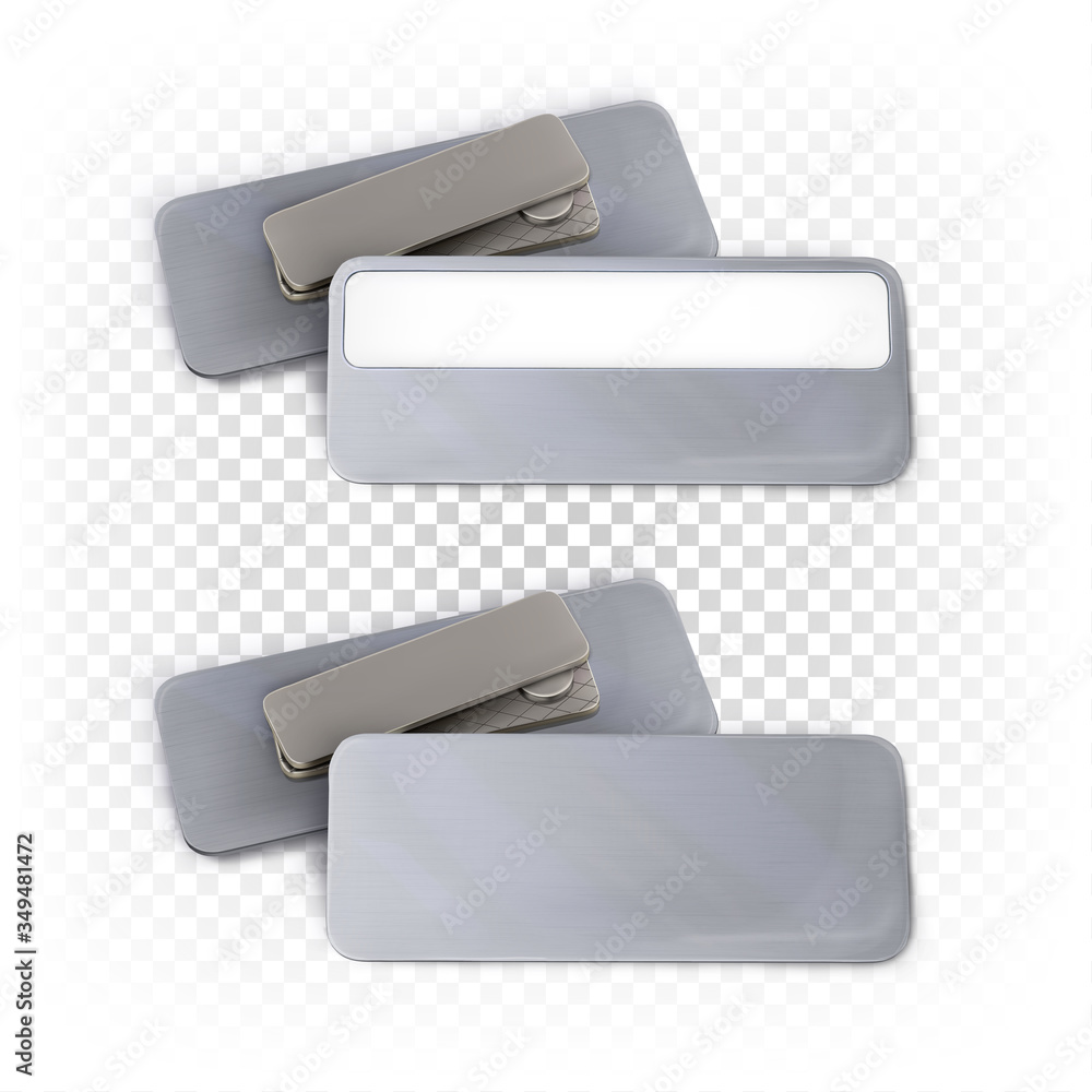 Rectangular badge on a magnet with and without a frame for signature ...
