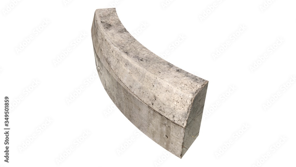 Rounded concrete curb with a radius of 1 m Illustration in 3D 2 Stock ...