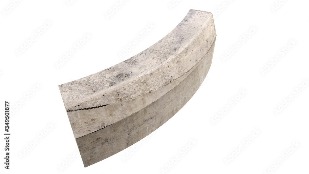 Rounded concrete curb with a radius of 1 m Illustration in 3D 4 Stock ...