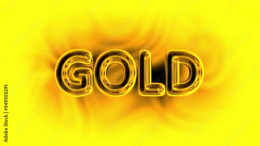 Gold. The word gold on a moving background. Liquid gold. Liquid metal ...