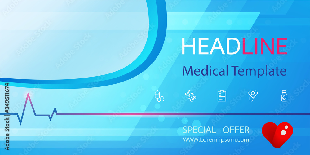 Health insurance vector banner with icon.Template design with concept ...