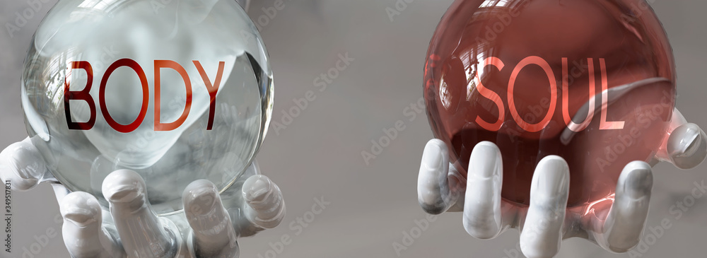 soul and body in a balanced life - pictured as words soul,body in hands ...