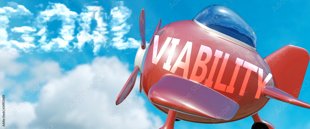 Ilustrace „Viability helps achieve a goal - pictured as word Viability ...