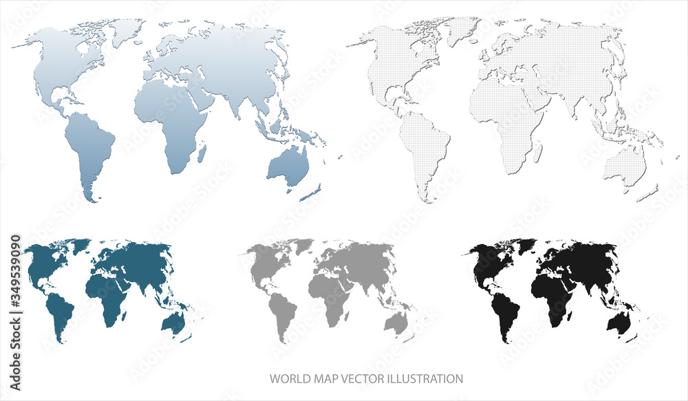 Collection of vector world map. Isolated on white background Stock ...