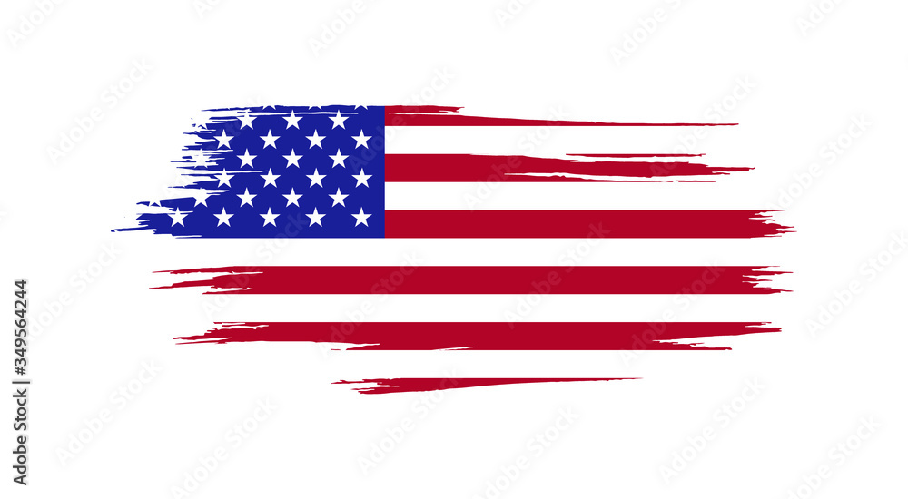 vector flag of USA painted with grunge brush isolated on white ...