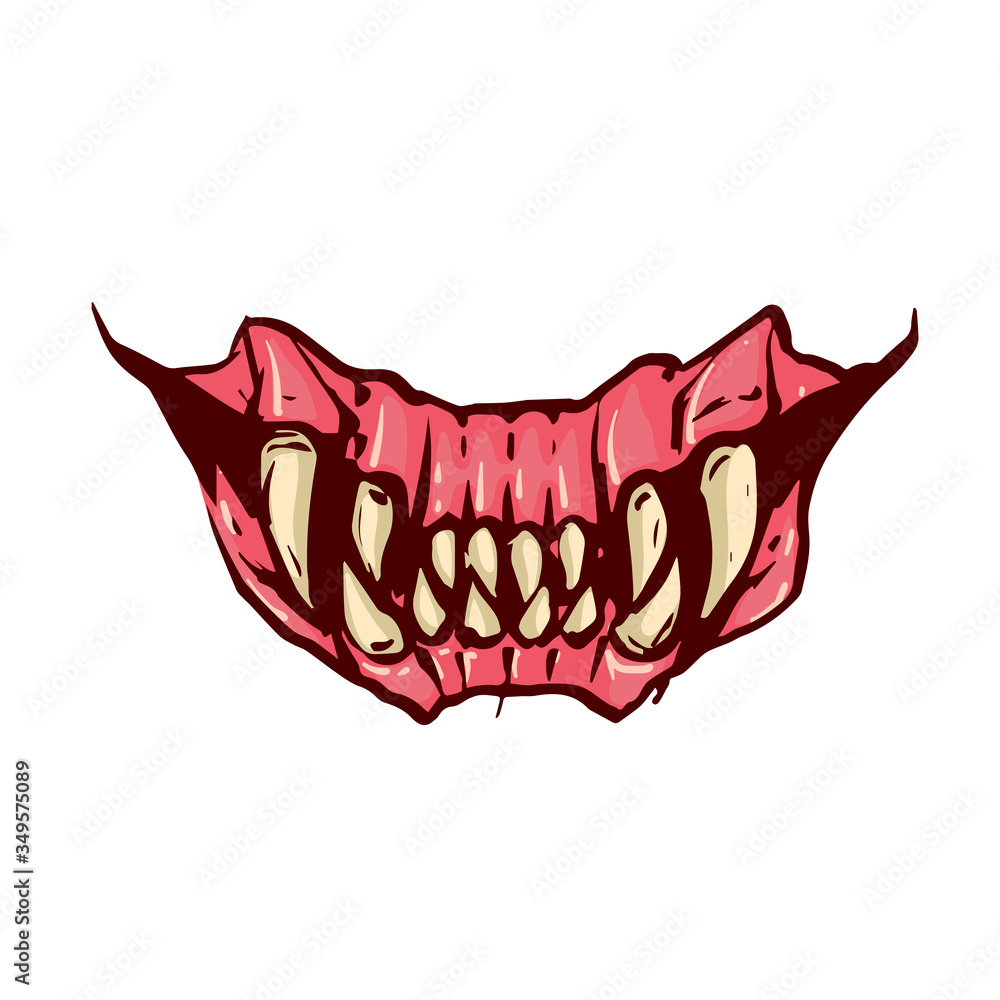 Scary fanged monster jaws Horror mask print Stock Vector | Adobe Stock