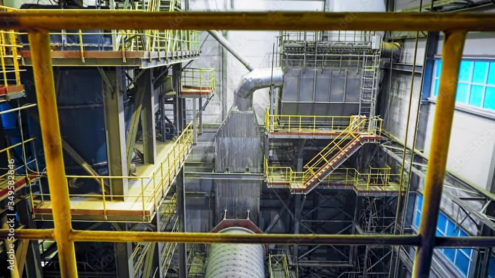 Industrial background, view inside of a factory. Stock footage ...
