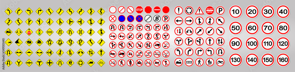 Set WarningTraffic Signs,Prohibition,Warning Red circle Symbol Sign ...