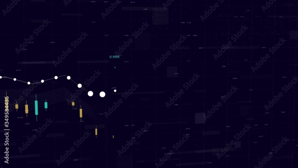Abstract digital 4K forex chart animation on dark background. Trade and ...