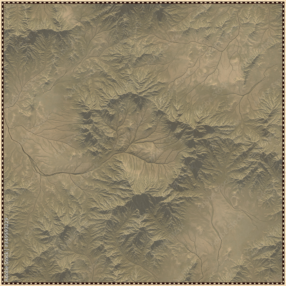 Illustration of a relief map showing landforms, mountains and rivers ...