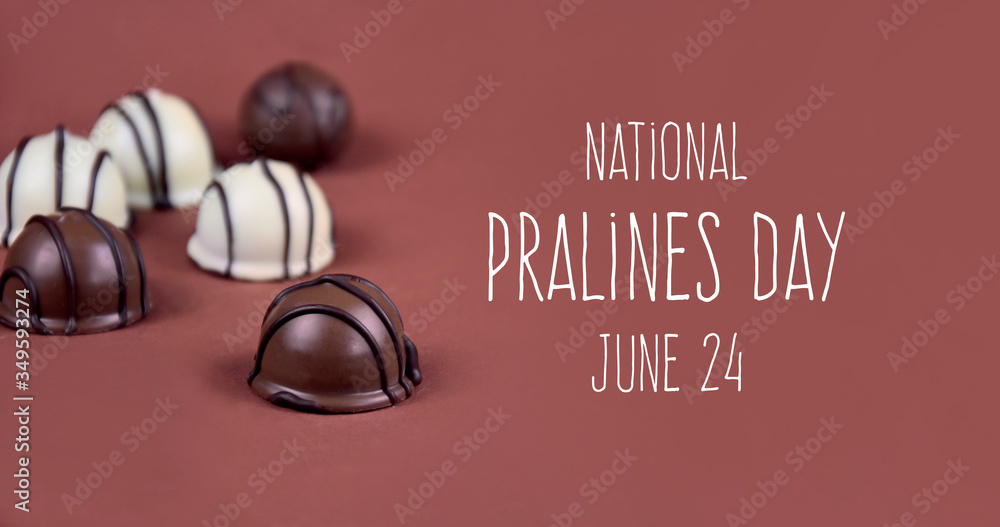 National Pralines Day. Chocolate pralines on a brown background stock ...