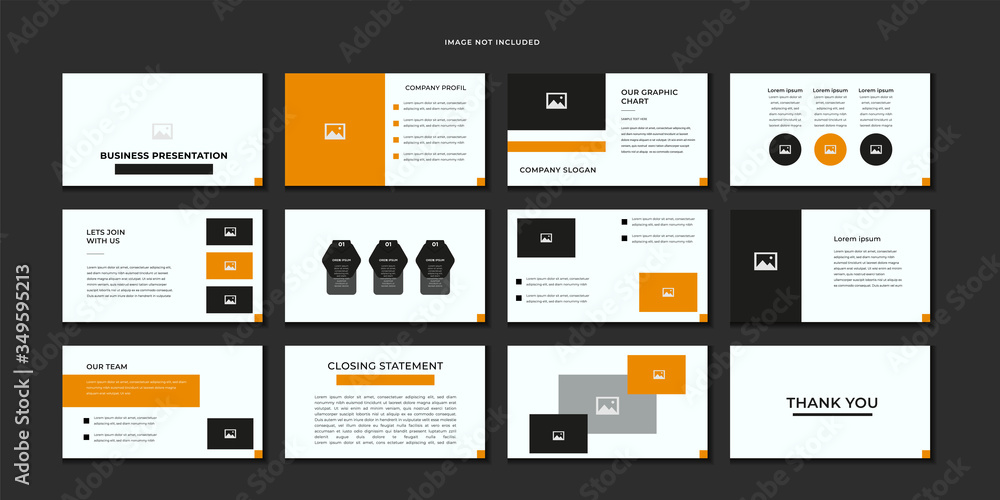 Minimal business powerpoint template, with orange and black color ...