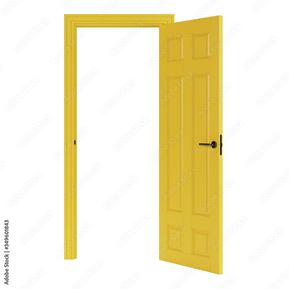 Yellow door isolated on white background. 3D rendering. Stock ...