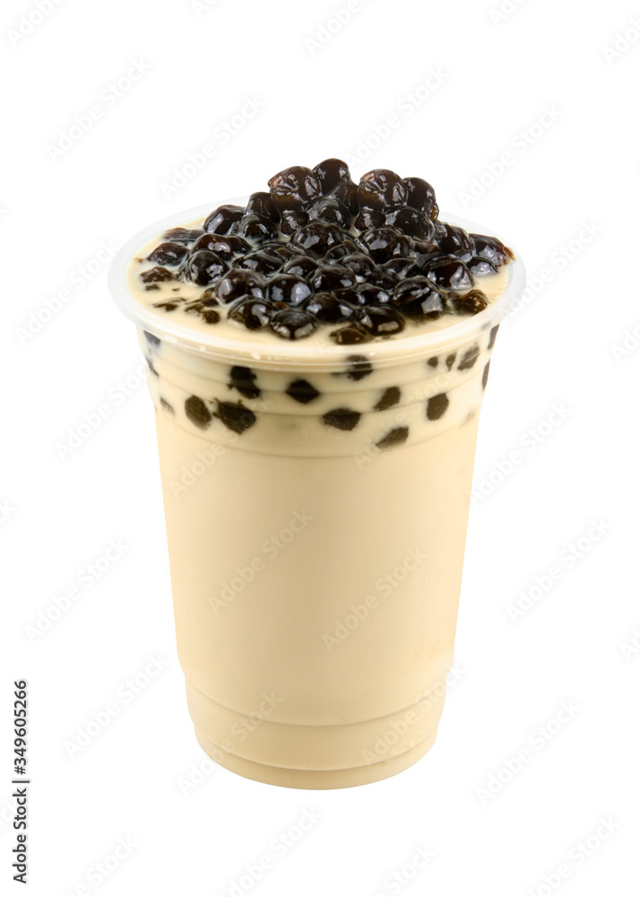 Bubble milk tea. Pearl milk tea.Taiwan milk tea with bubble on white ...