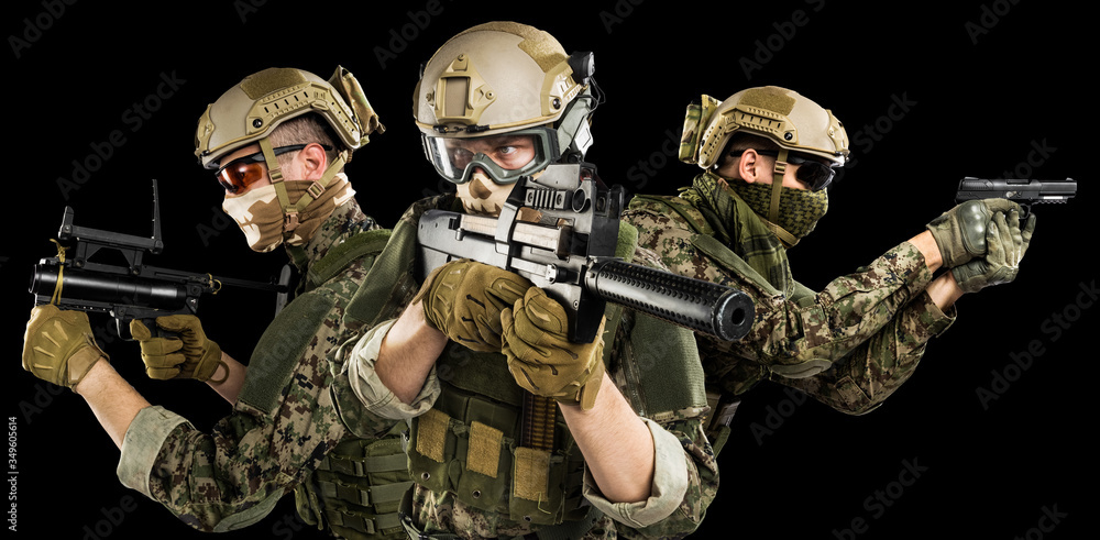 Male in uniform of Tactical Units of Police with submachine gun P90 ...