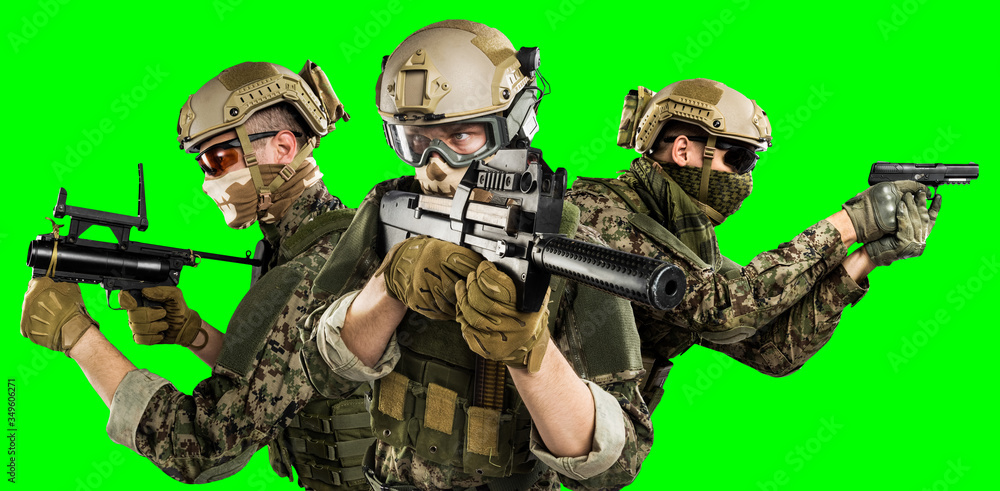 Male in uniform of Tactical Units of Police with submachine gun P90 ...