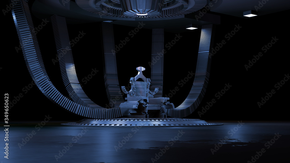 Sci fi Throne room 3d rendering Stock Illustration | Adobe Stock
