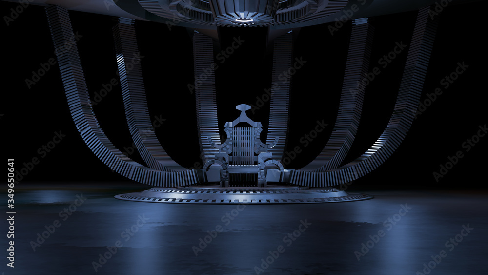 Sci fi Throne room 3d rendering Stock Illustration | Adobe Stock