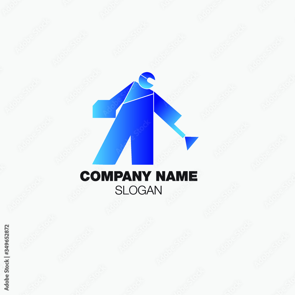 Hygiene, Disinfection and Decontamination Company Logo Vector. A man ...