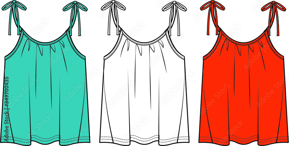Top Fashion Flat Sketch Template, Spaghetti Strap TOP Stock Vector ...