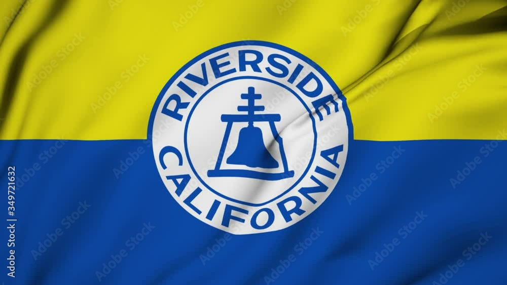 Riverside city of California flag is waving 3D animation. Riverside of ...
