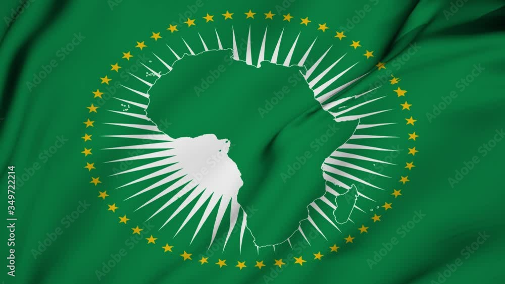 African union flag is waving 3D animation. African union flag waving in ...