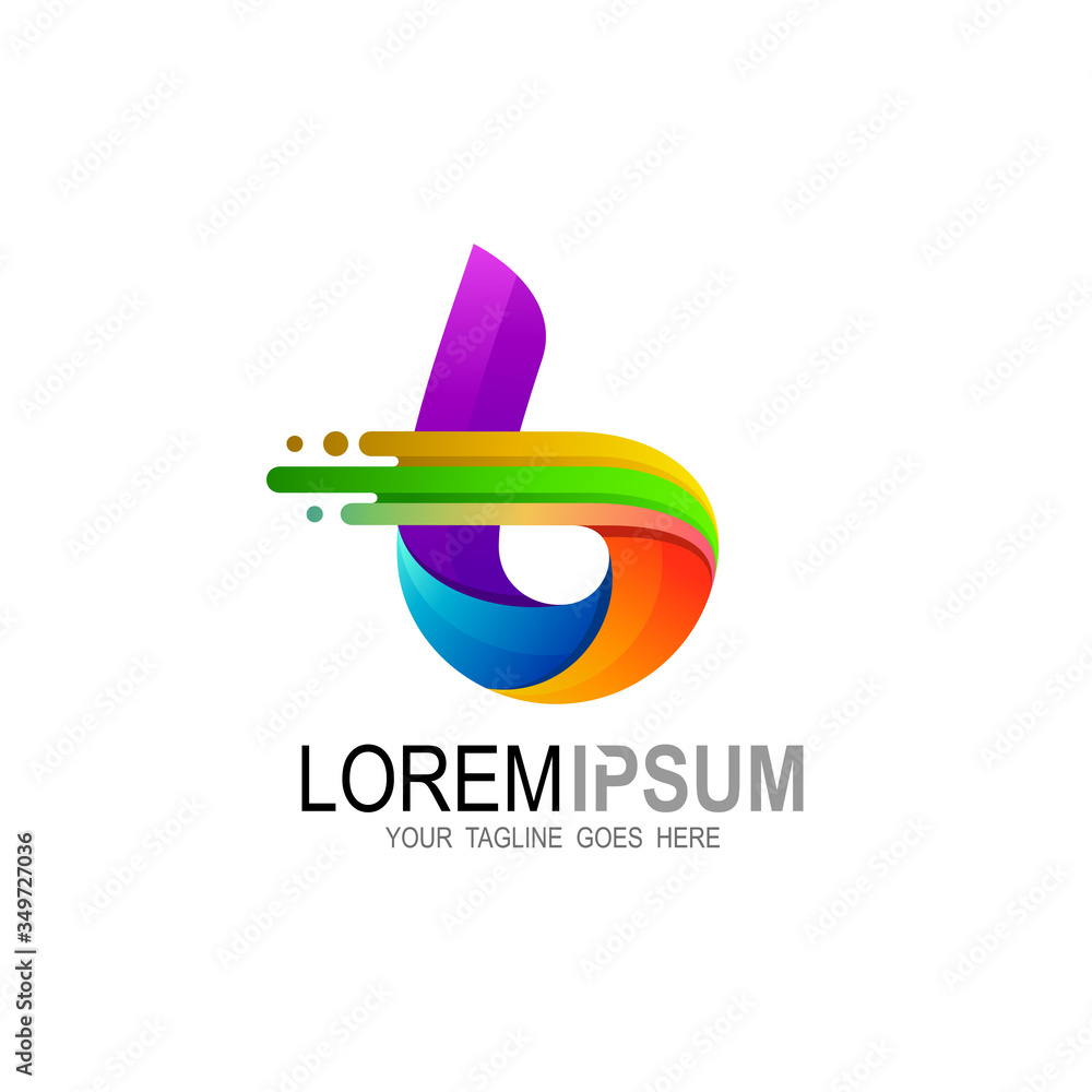 Letter B logo with colorful design template, Fast and B logo, 3d icons ...