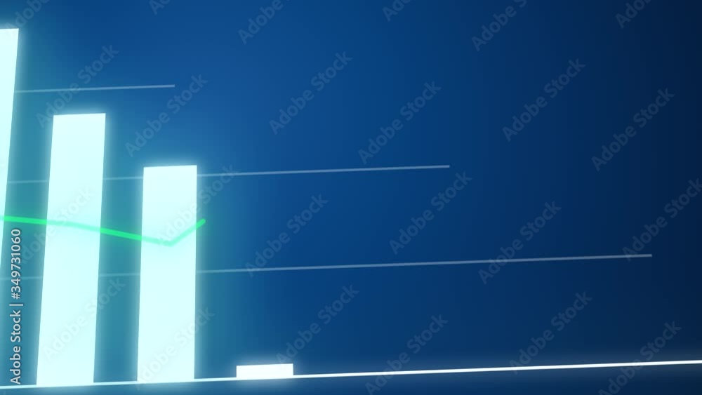 Infographic 4k animation video, rising and downward arrow with bar ...