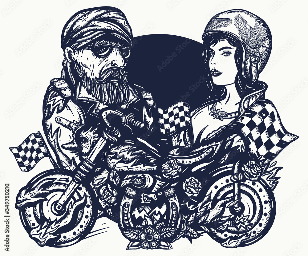 Bikers lifestyle. Bearded biker man, burning motorcycle, rider sport ...