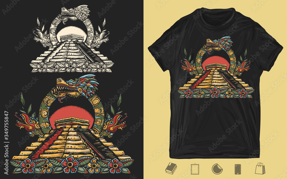 Ancient Maya Civilization. Kukulkan. Feathered Serpent and pyramids ...