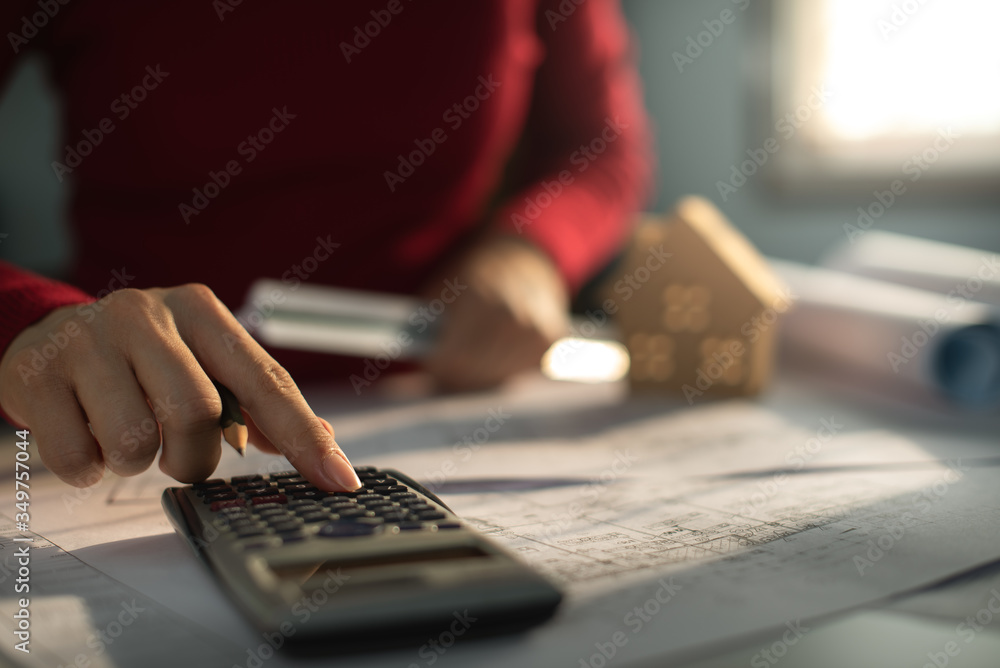 Architect working on blueprint. Architects workplace - architectural ...